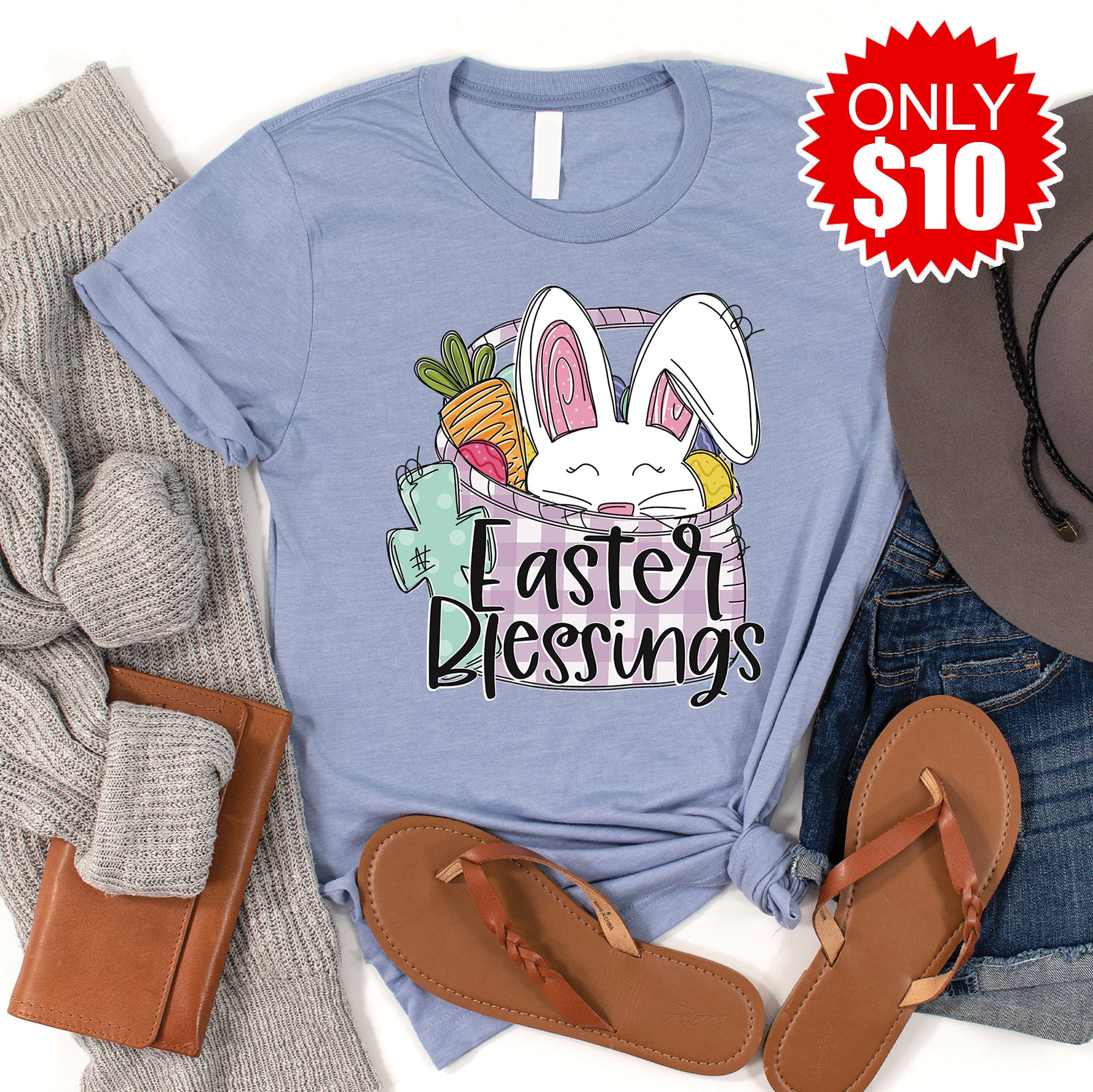 Easter Blessings Tee - Heather Blue – Love in Faith