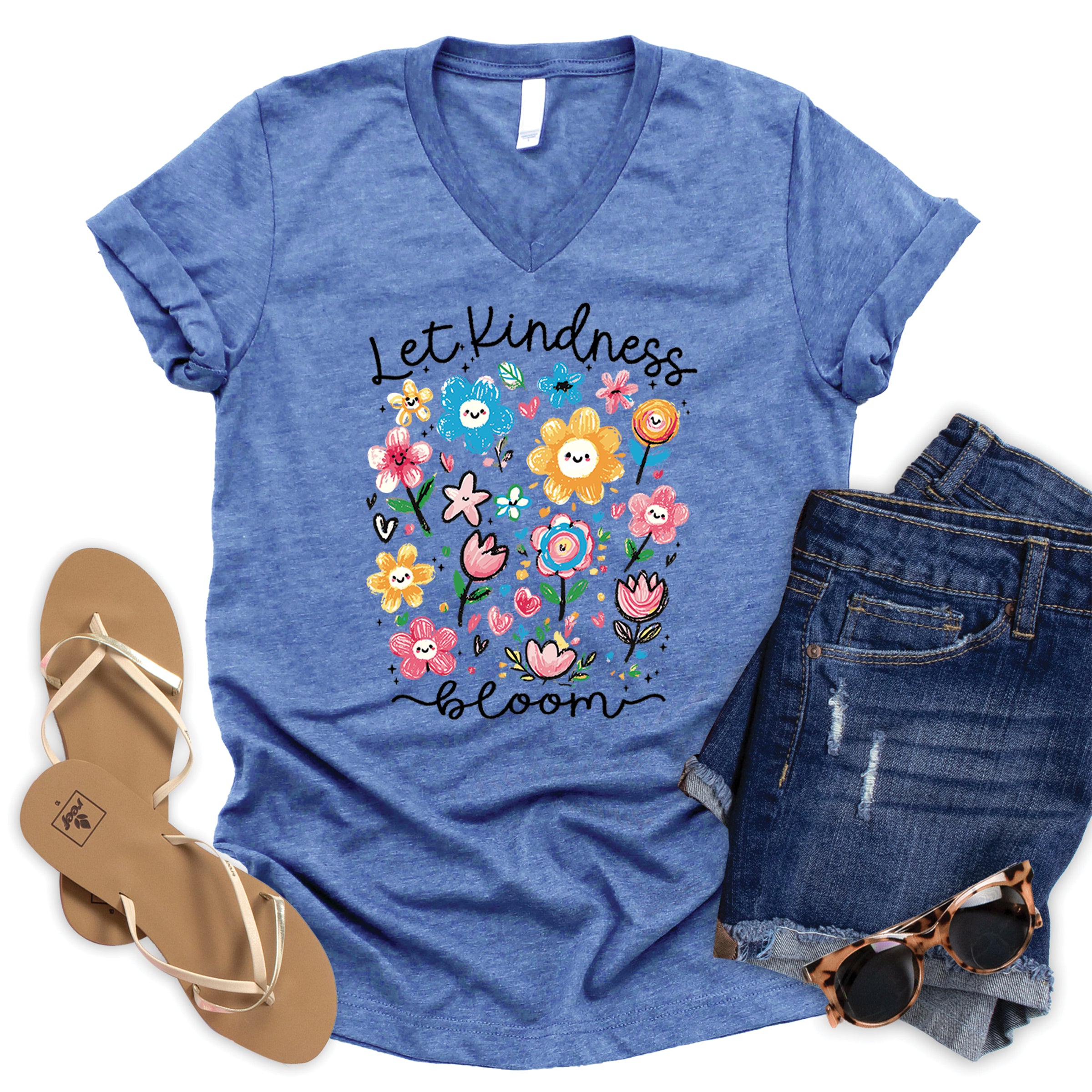 Let Kindness Bloom V-Neck – Love in Faith