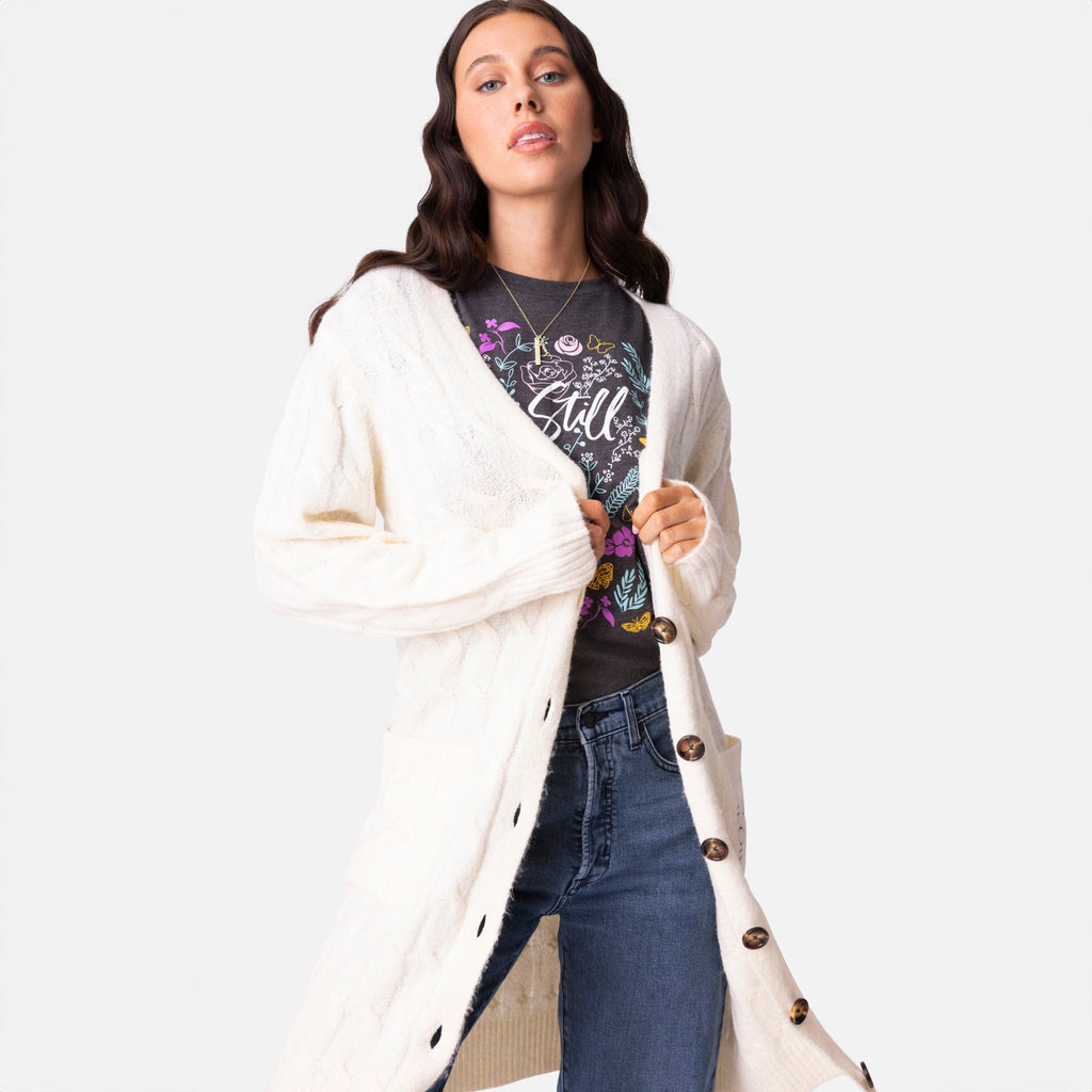 Faith Over Fear Cable Knit Cardigan – Love in Faith