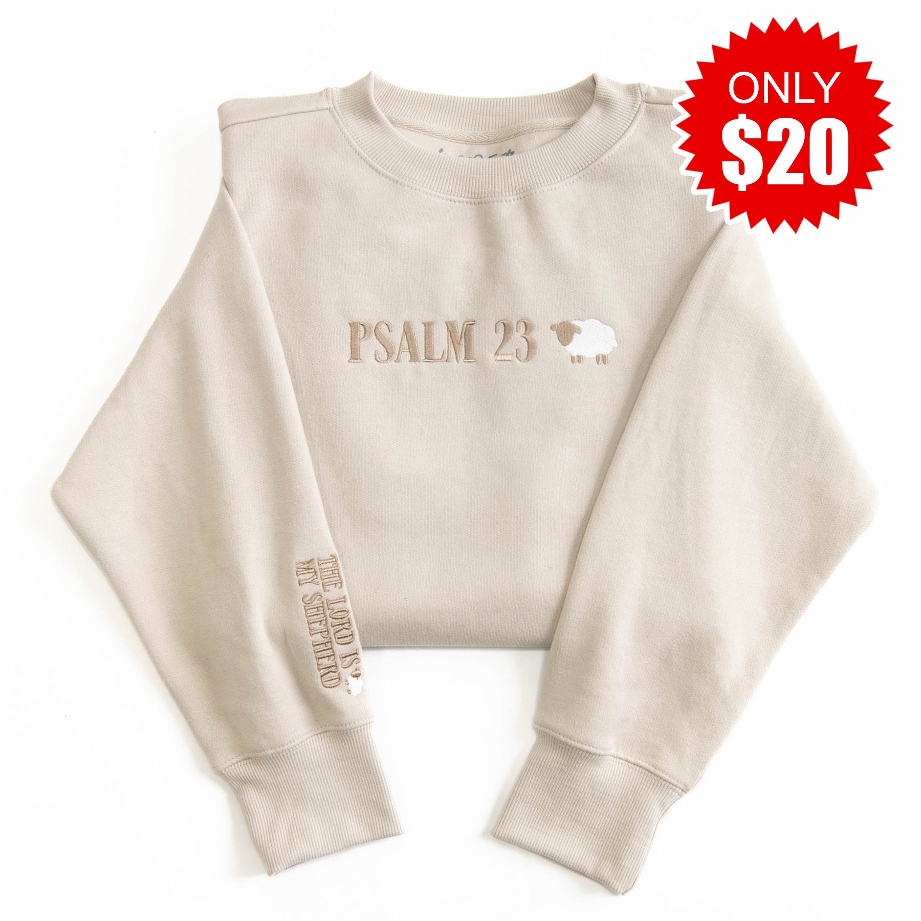 Psalm 23 Embroidered Crewneck Sweatshirt - 20 – Love in Faith