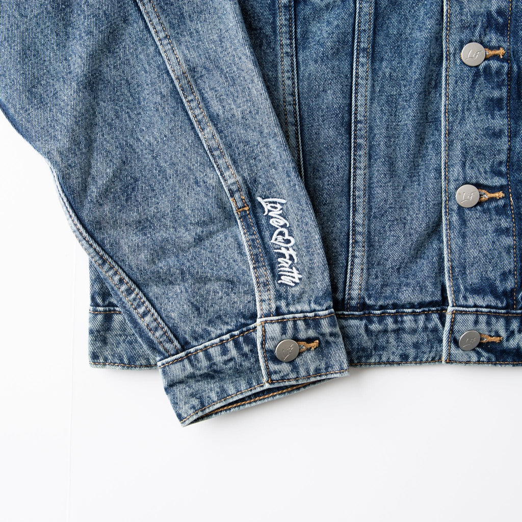 Vintage Washed Faith Over Fear Denim Jacket – Love in Faith