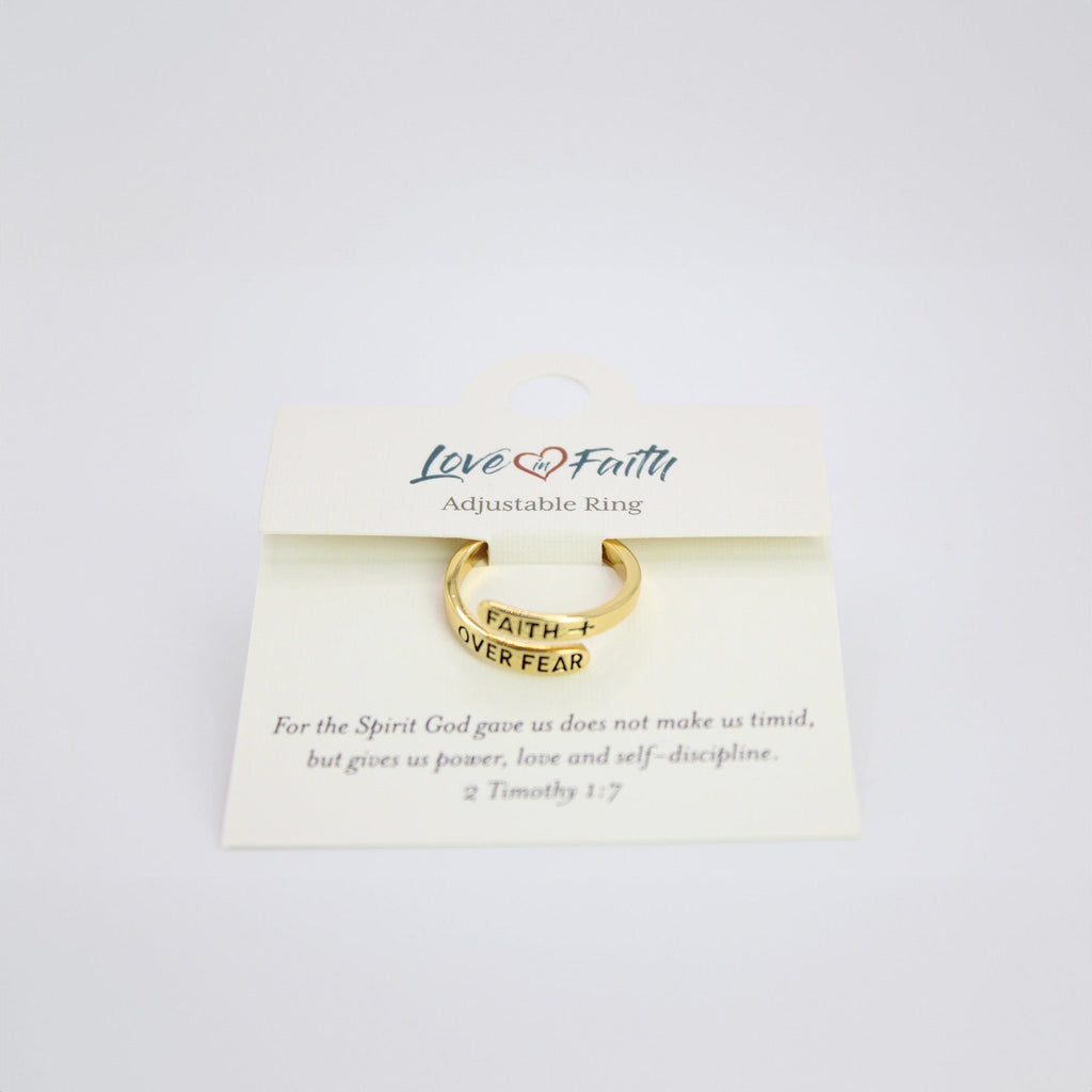 Faith Over Fear Gold Plated Brass Ring – Love in Faith