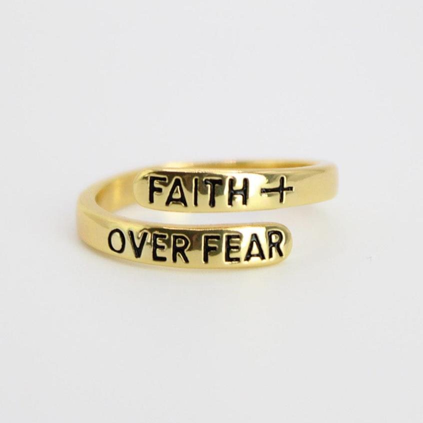 Faith Over Fear Gold Plated Brass Ring – Love in Faith