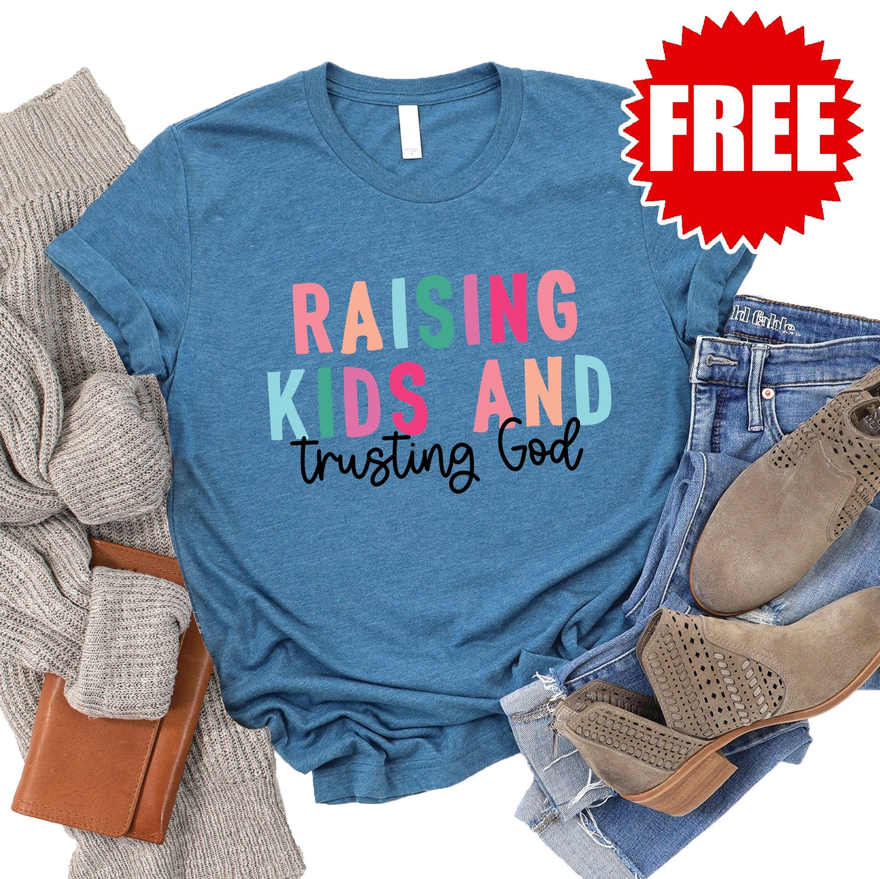 Raising Kids Tee - Heather Deep Teal – Love in Faith