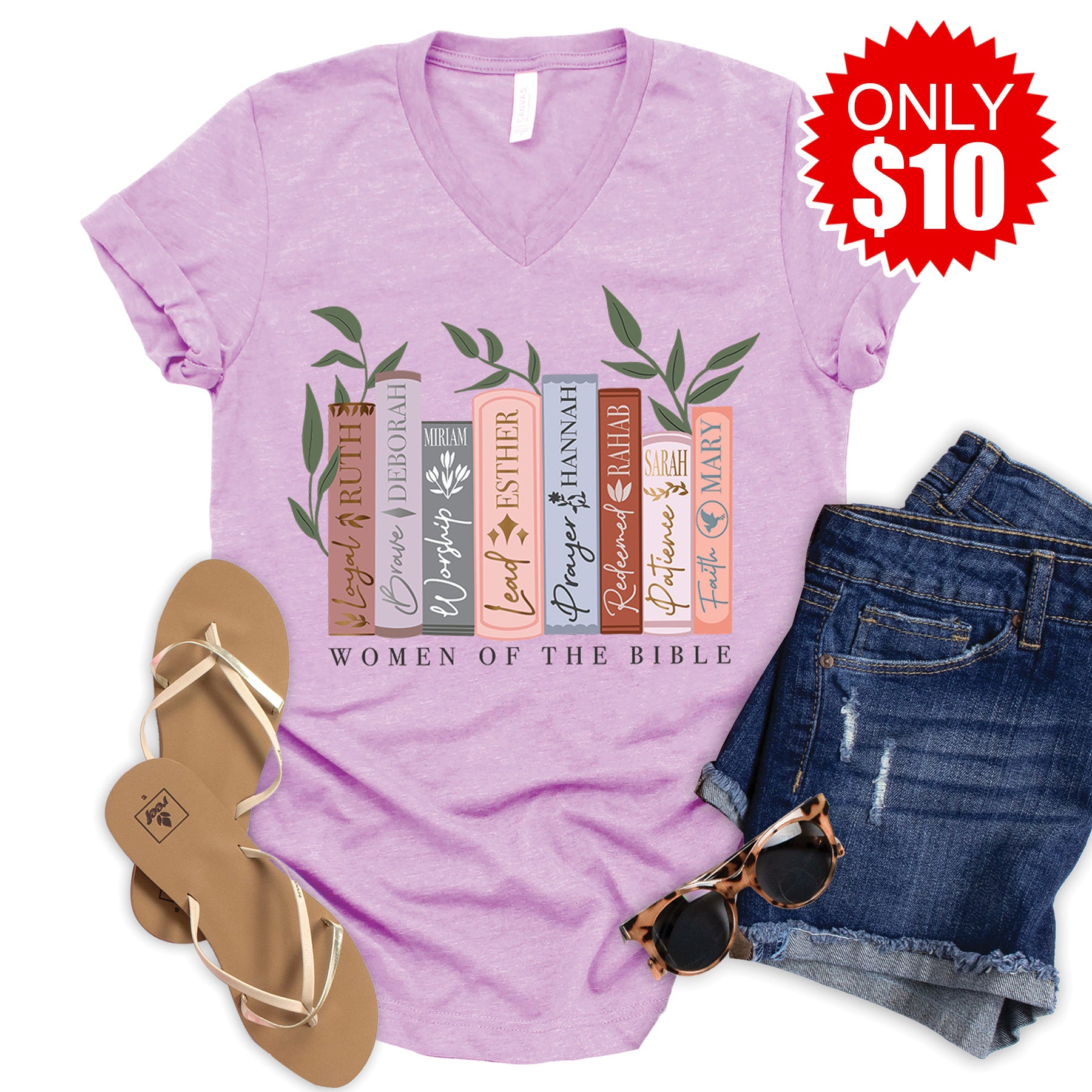 Women of the Bible V-Neck - Heather Lilac – Love in Faith