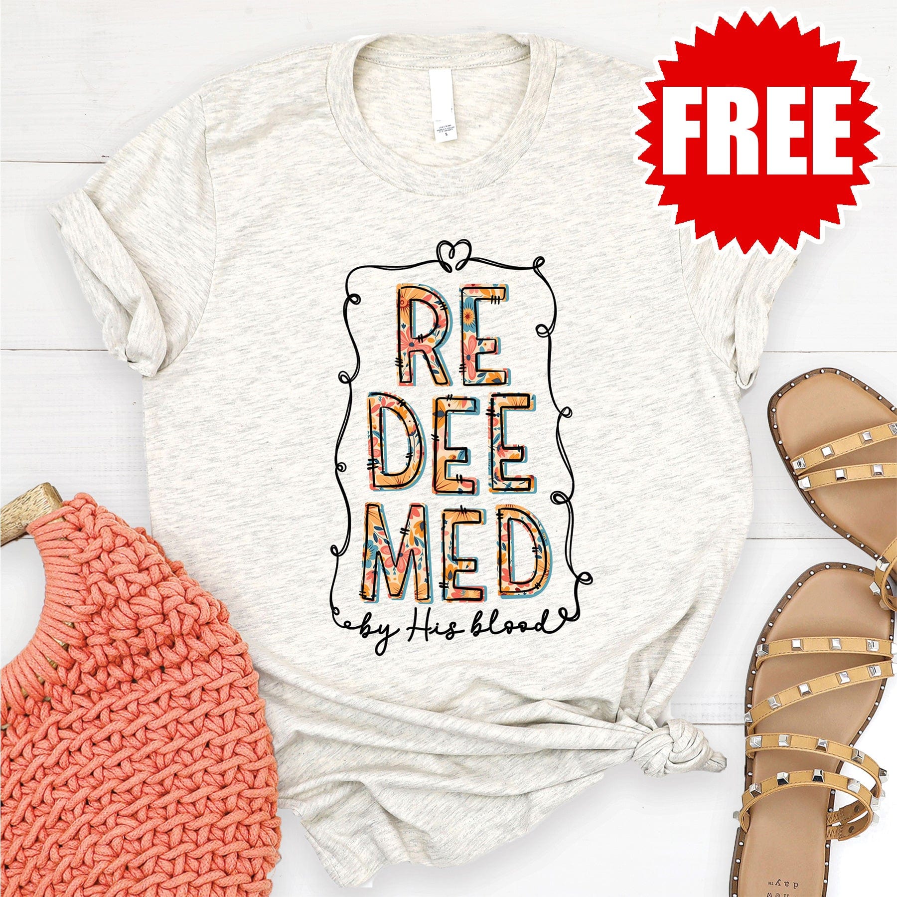 Redeemed Tee - Heather Oatmeal – Love in Faith