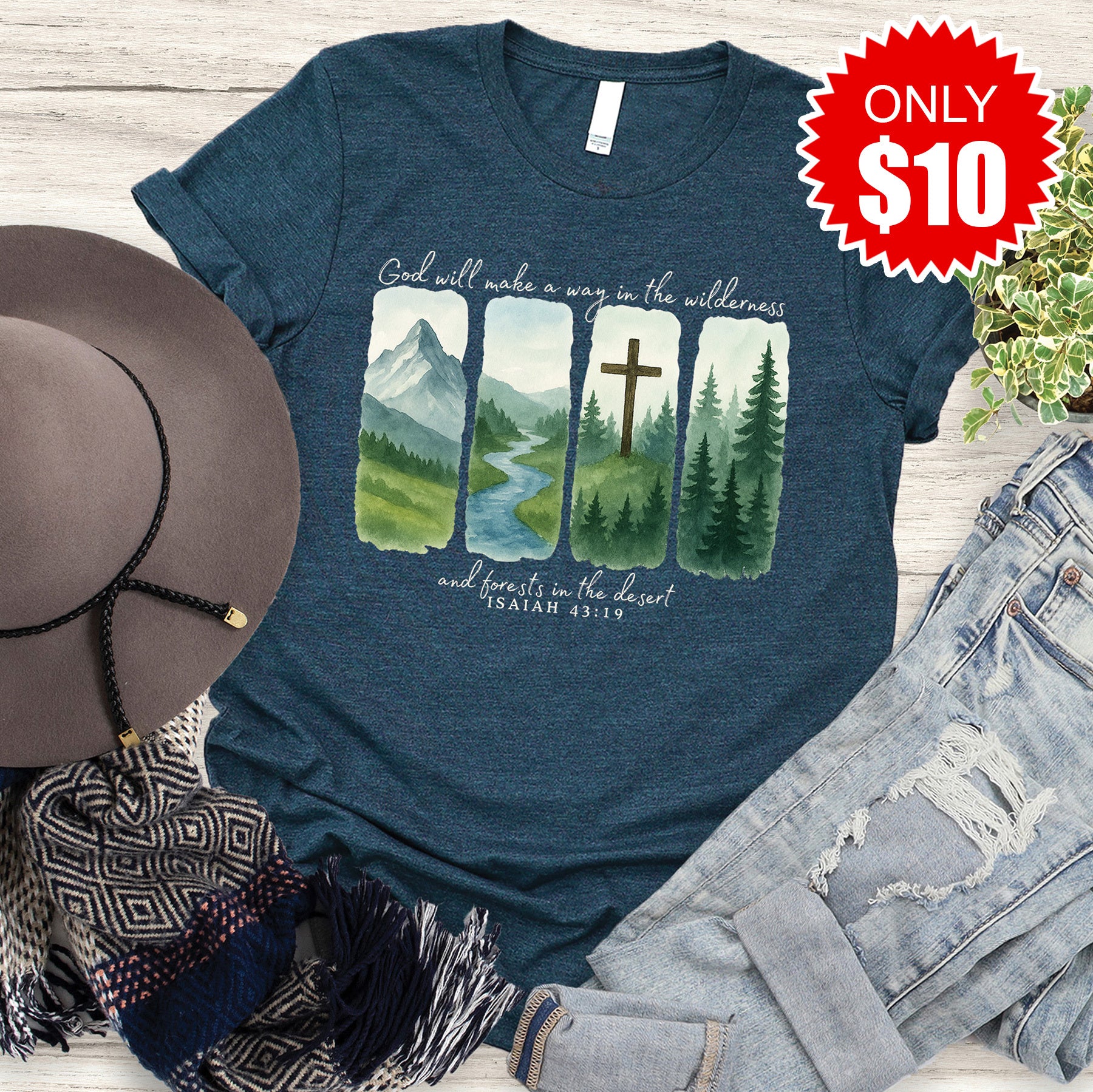 Way in the Wilderness Tee - Heather Atlantic - 10 – Love in Faith