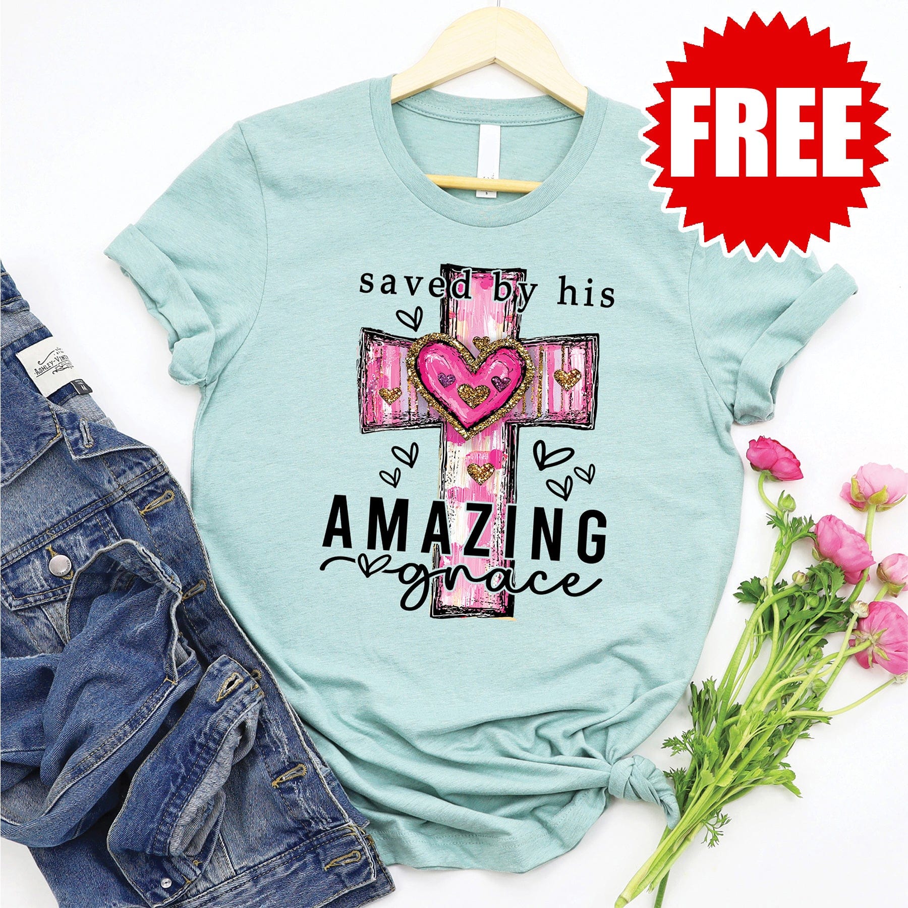 Amazing Grace Tee - Heather Dusty Blue – Love in Faith