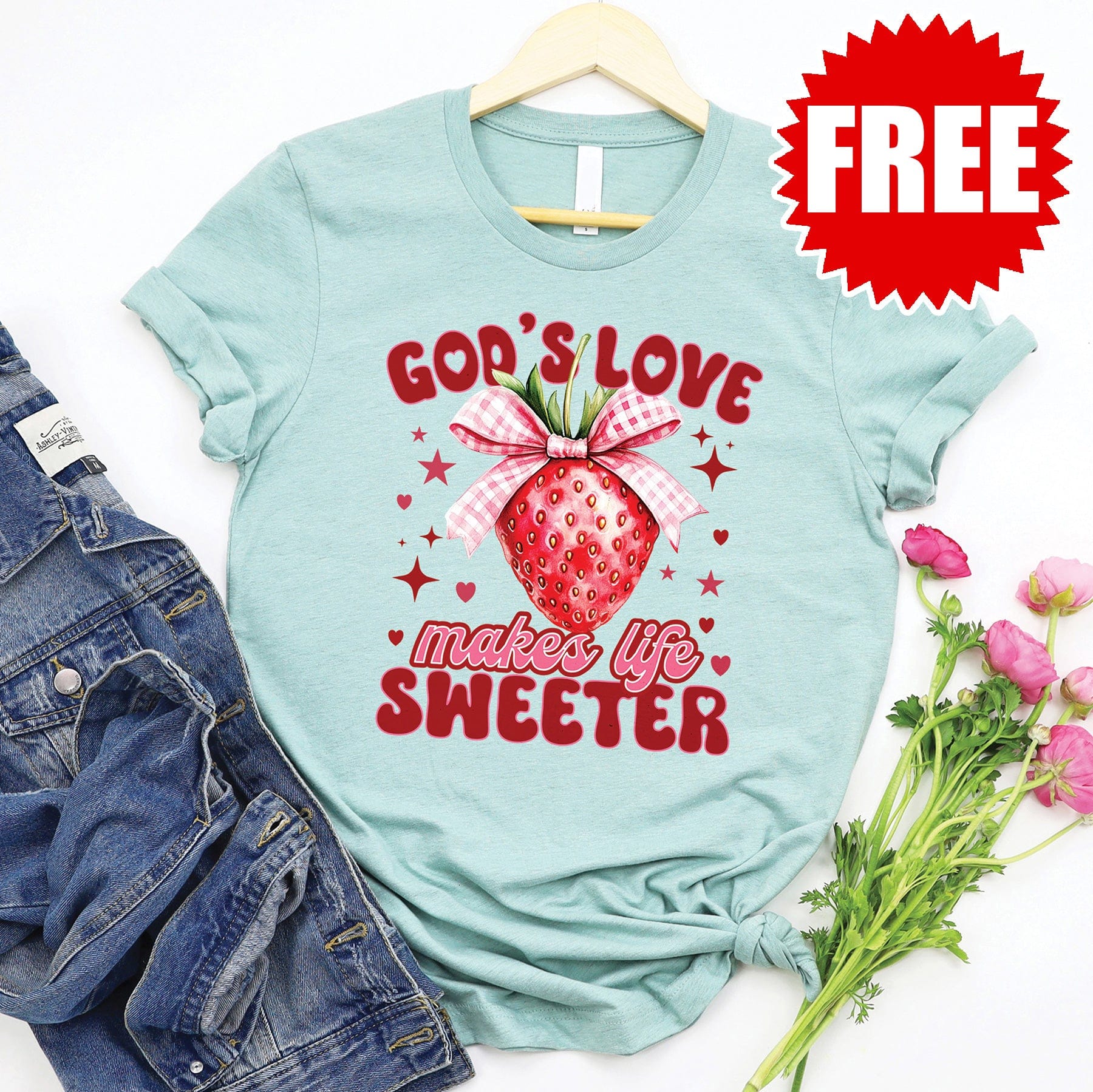 Life with Jesus is Sweet Tee - Heather Dusty Blue – Love in Faith