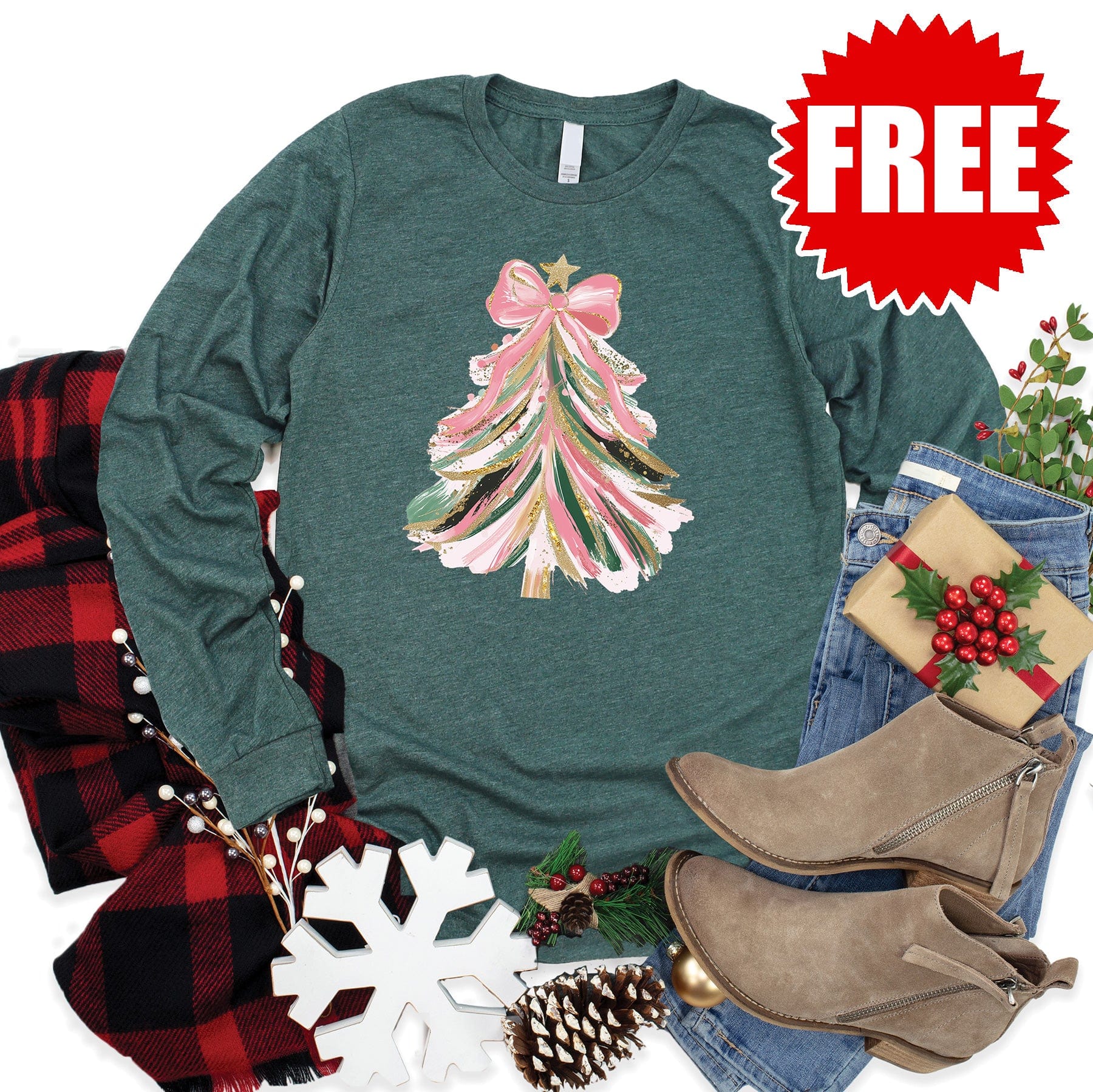 Christmas Glitter Long Sleeve - Heather Forest – Love in Faith