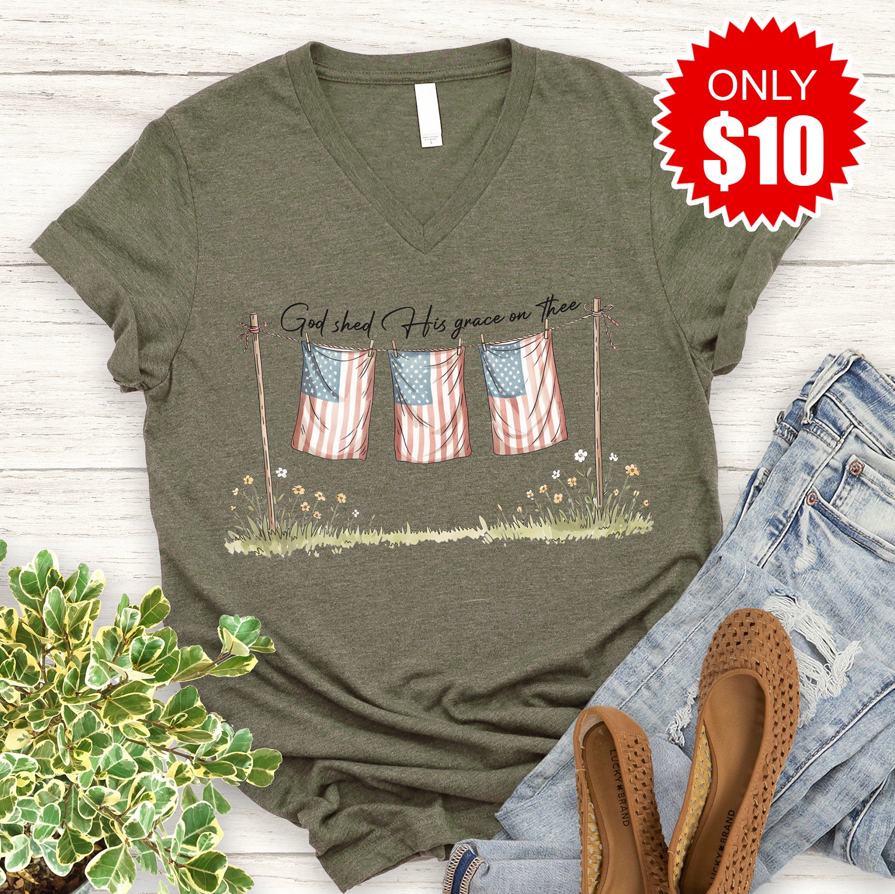 God Shed His Grace V-Neck - 10 – Love in Faith