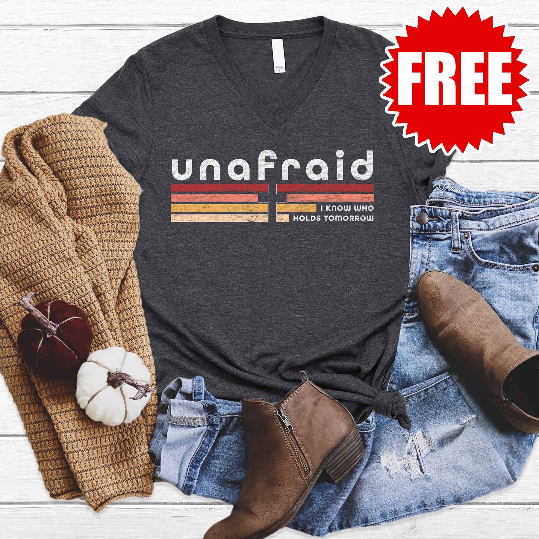 Unafraid V-Neck - Heather Charcoal – Love in Faith