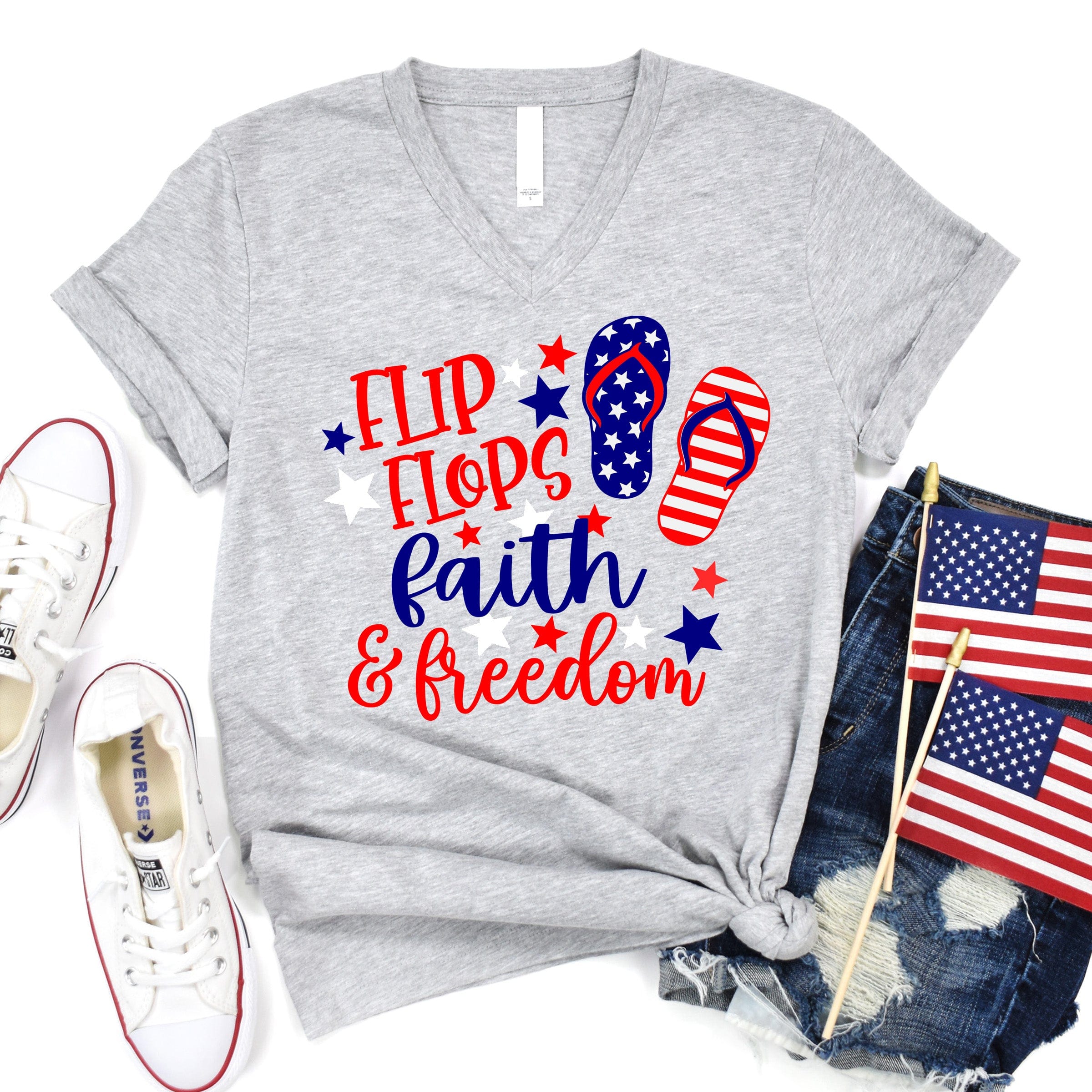 Flip Flops, Faith, & Freedom V-Neck | Love in Faith