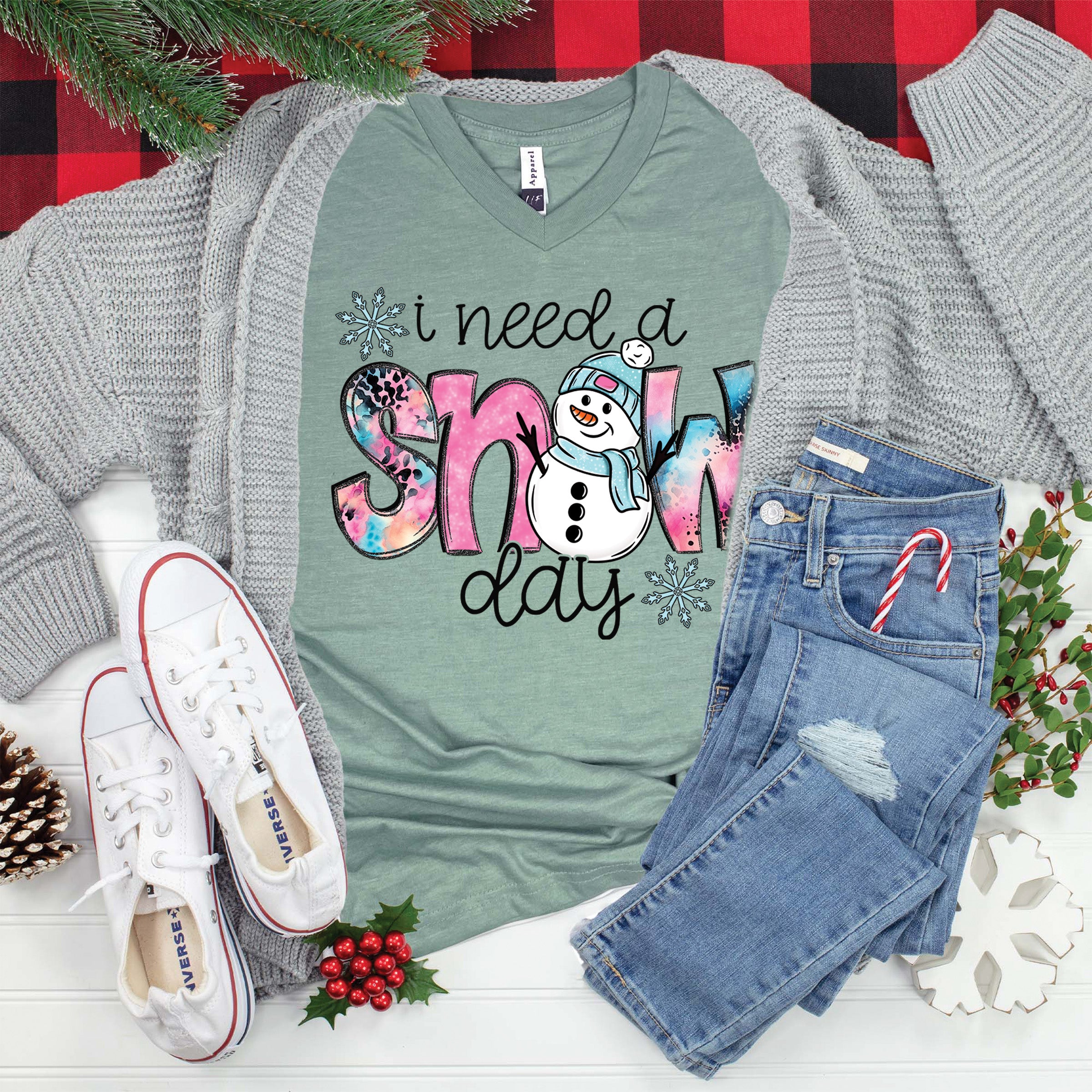 I Need a Snowday V-Neck – Love in Faith