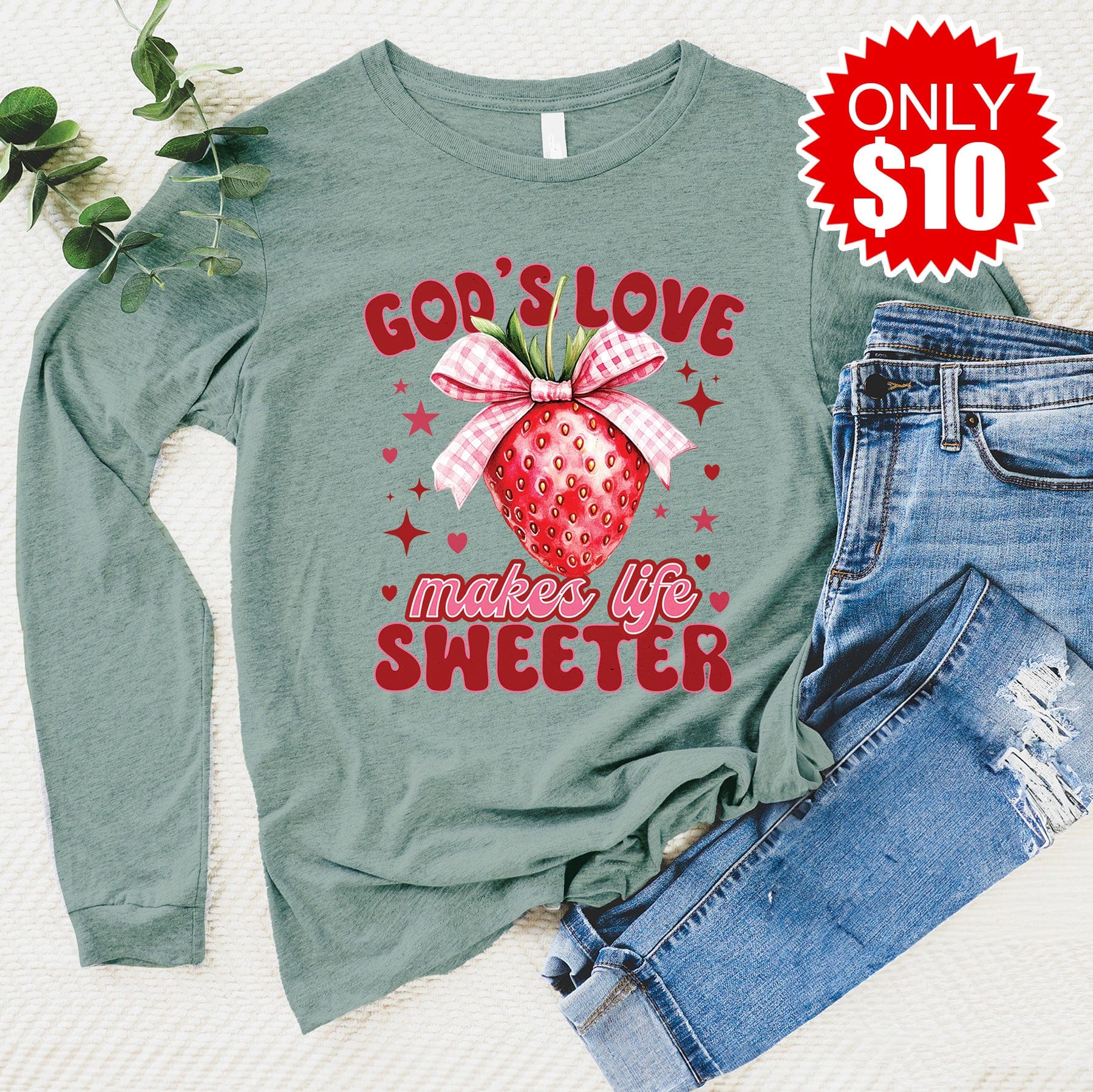 Life with Jesus is Sweet Long Sleeve - Heather Sage – Love in Faith