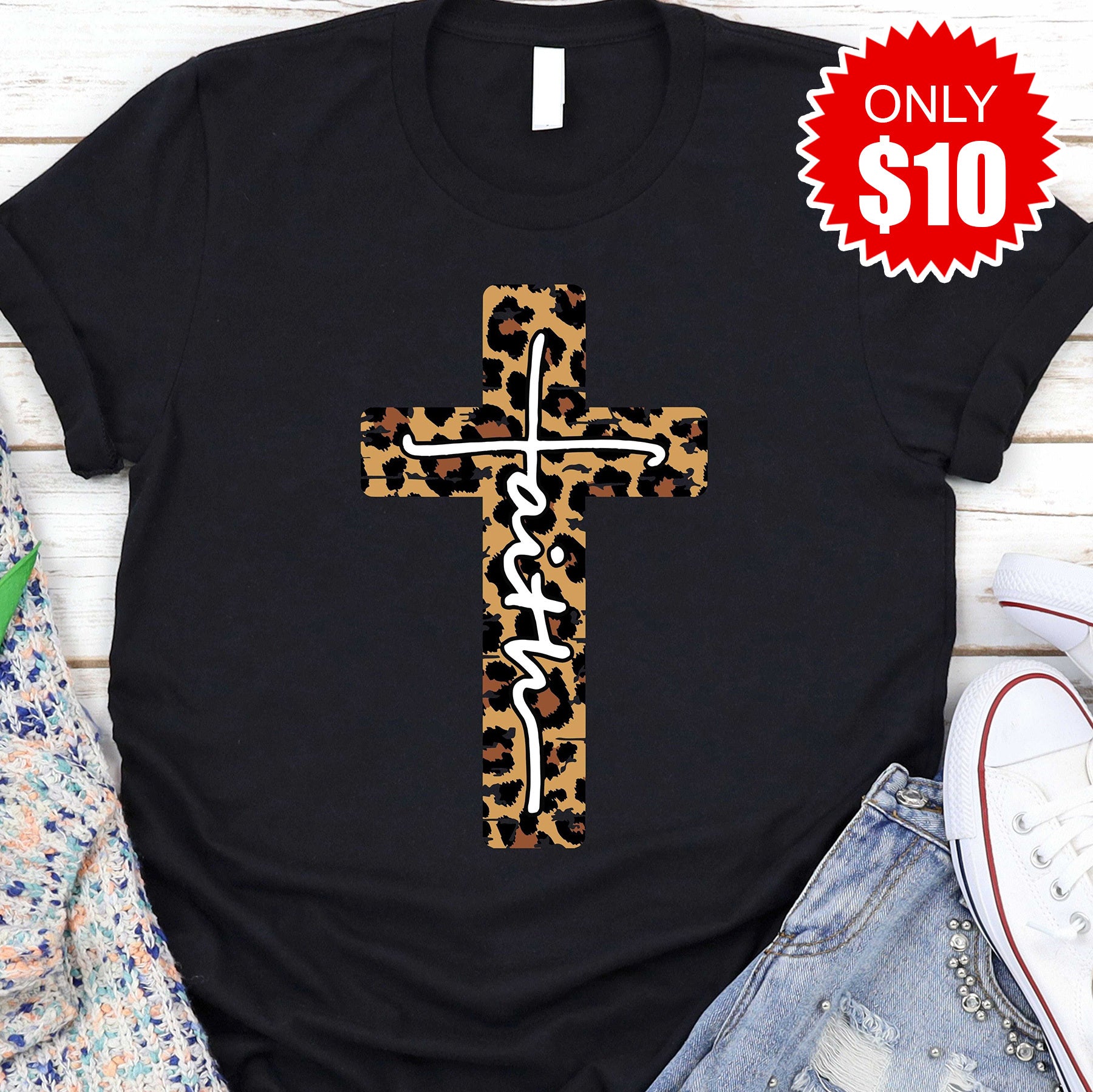 Leopard Faith Cross Tee - 10 – Love in Faith