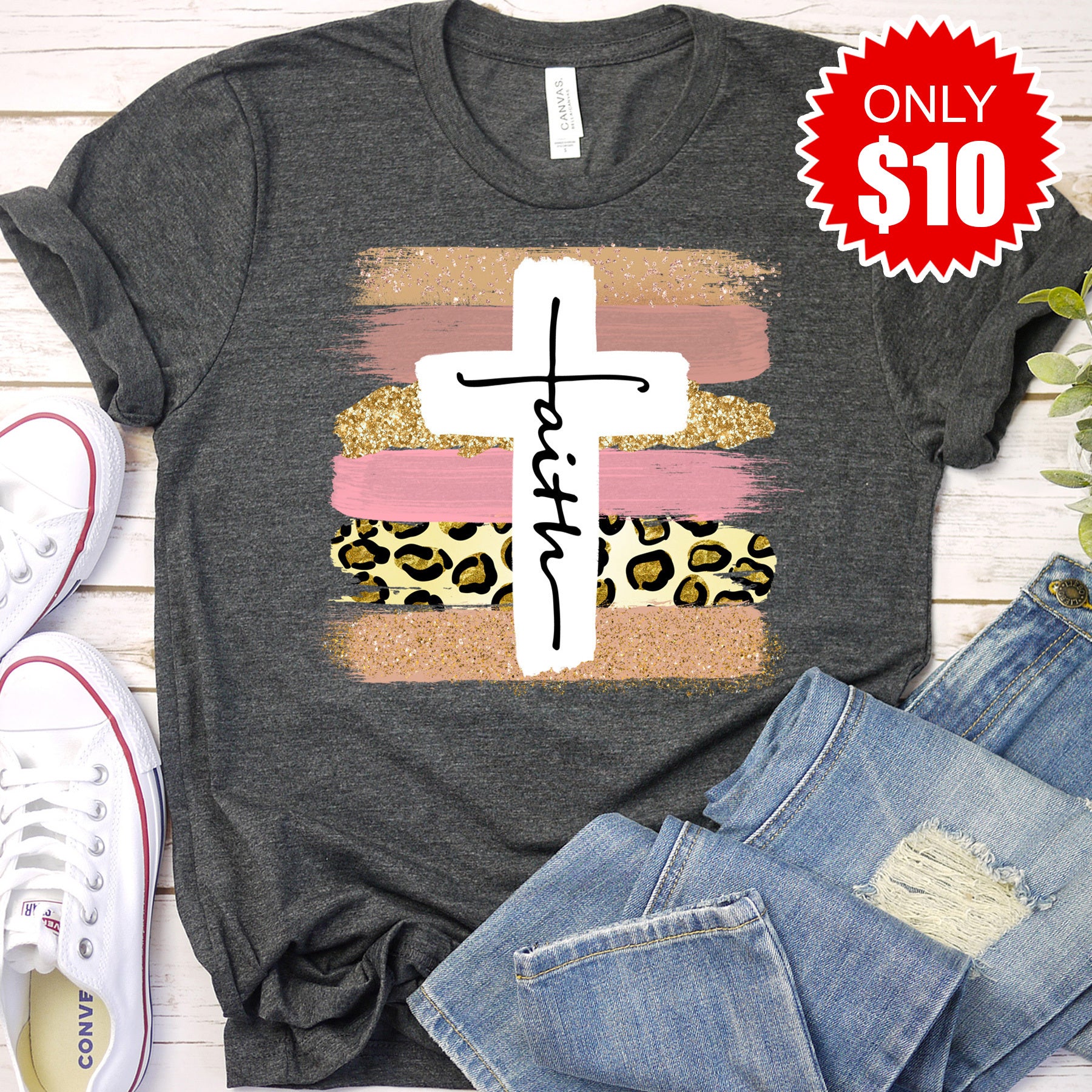 Faith Cross Paint Swipe Tee - 10 – Love in Faith