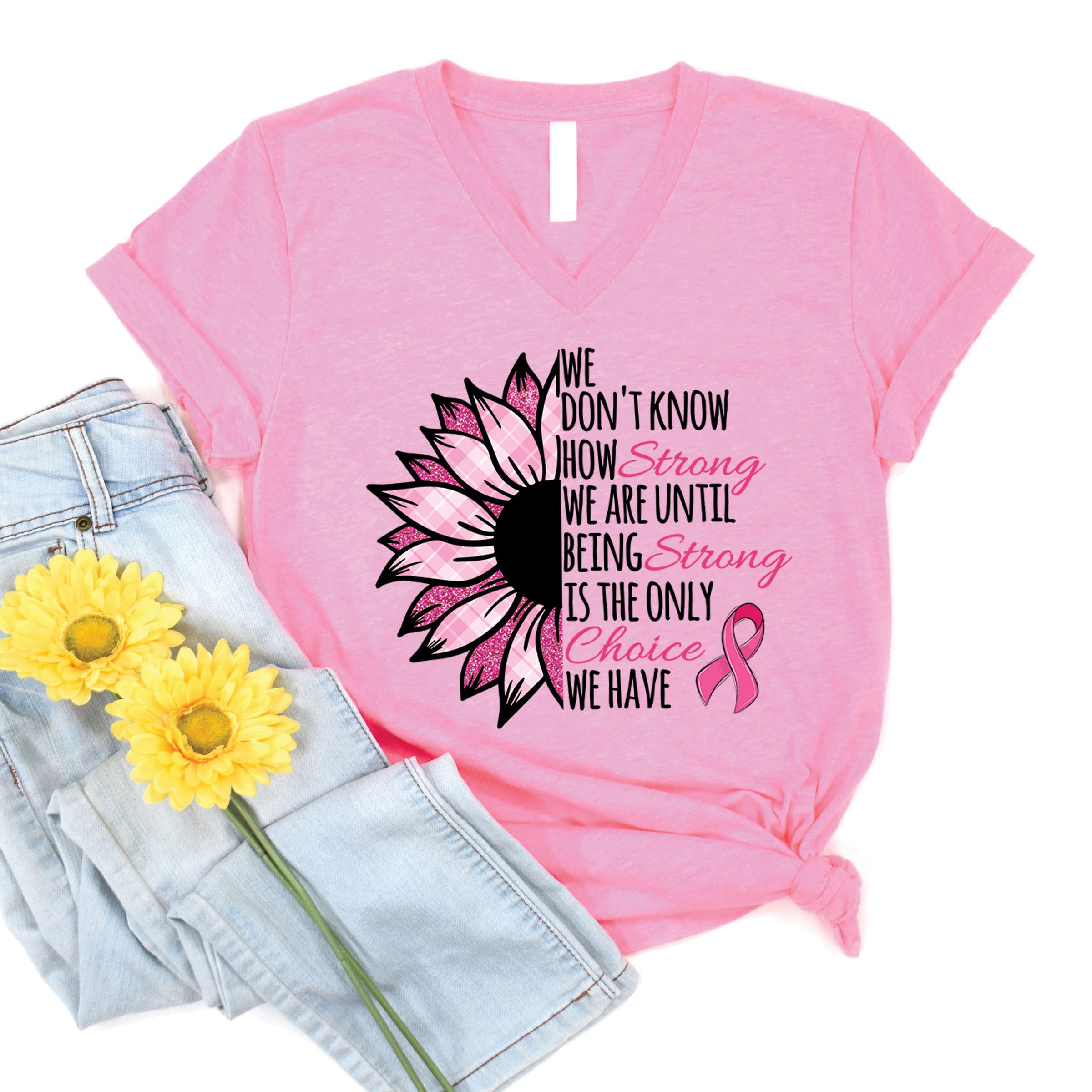 Sunflower Strong V-Neck – Love in Faith