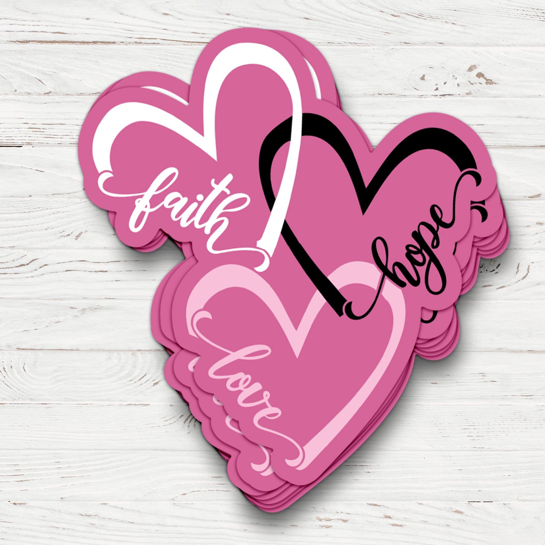 Faith Hope Love Hearts Sticker – Love in Faith